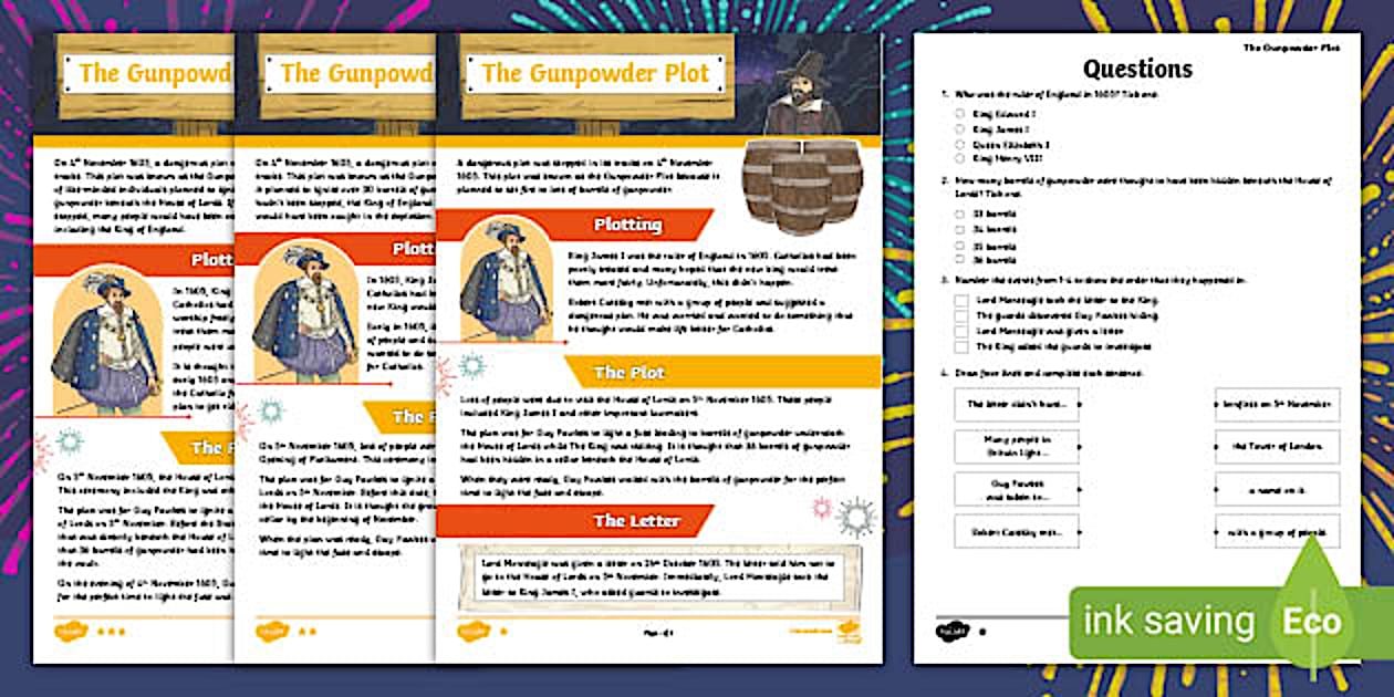 LKS2 The Gunpowder Plot Reading Comprehension Activity