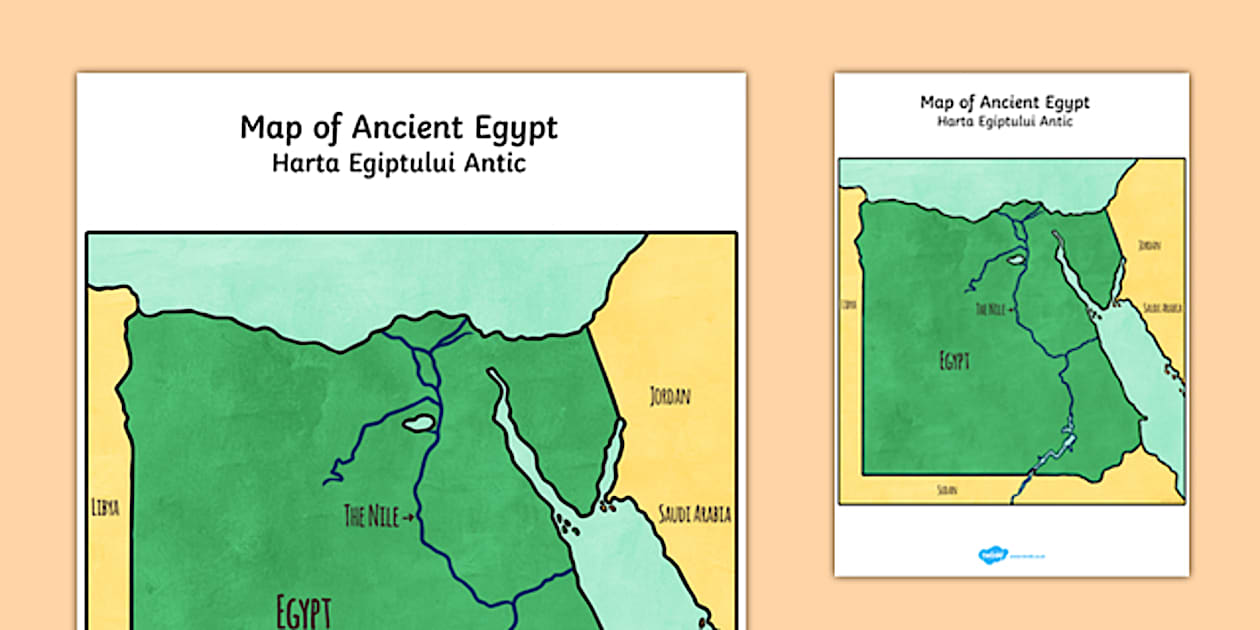 Map of Ancient Egypt Cut Out Romanian Translation - Twinkl