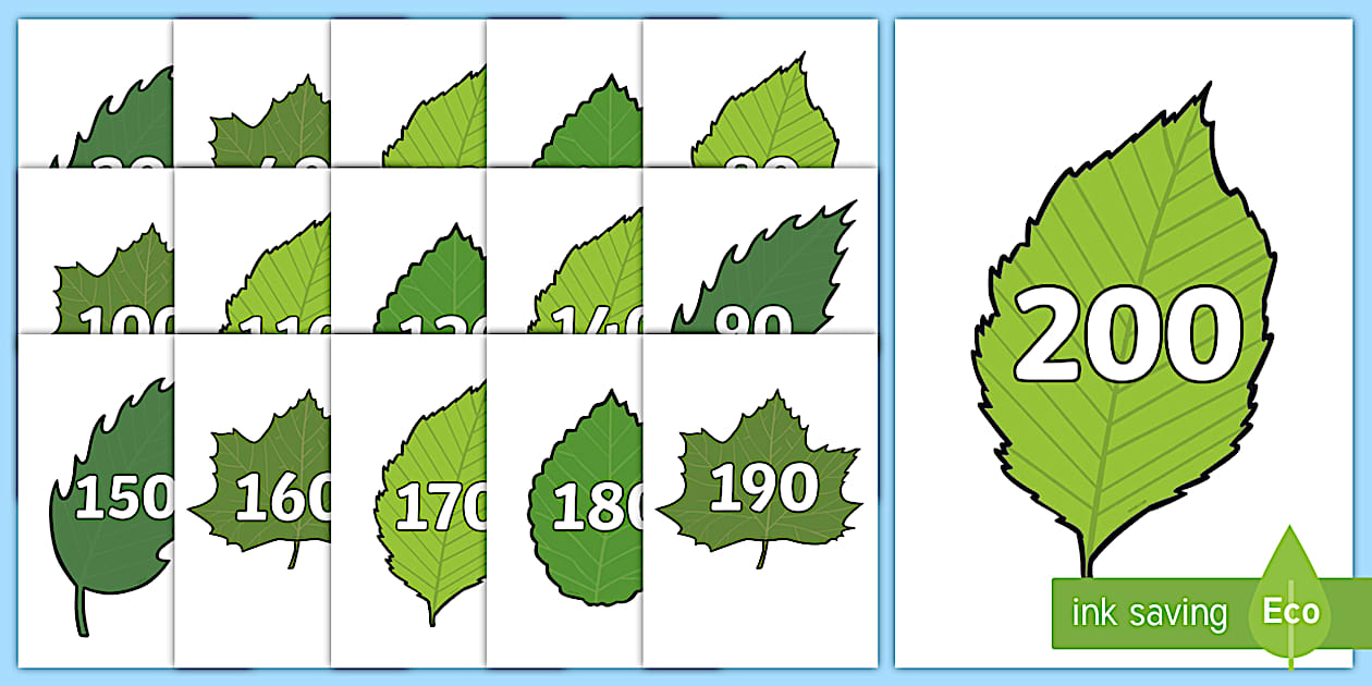 Counting in 10s on Leaves Display Poster - Numbers to 100 (in 10s, on ...