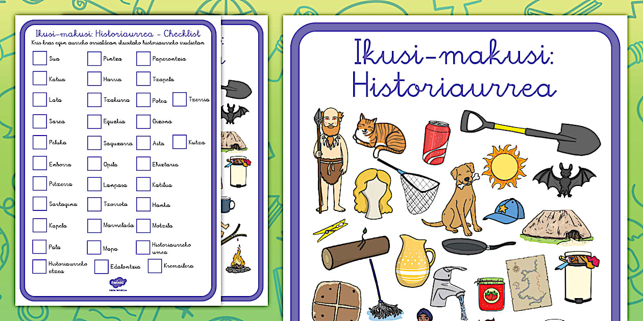 Ikusi-makusi: Historiaurrea - Euskera (teacher made)