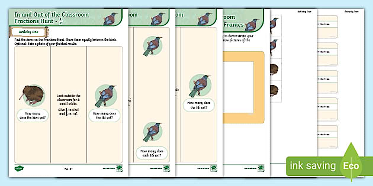 NZ Stage 2 and 3 Fractions Hunt and Display Pack - Twinkl