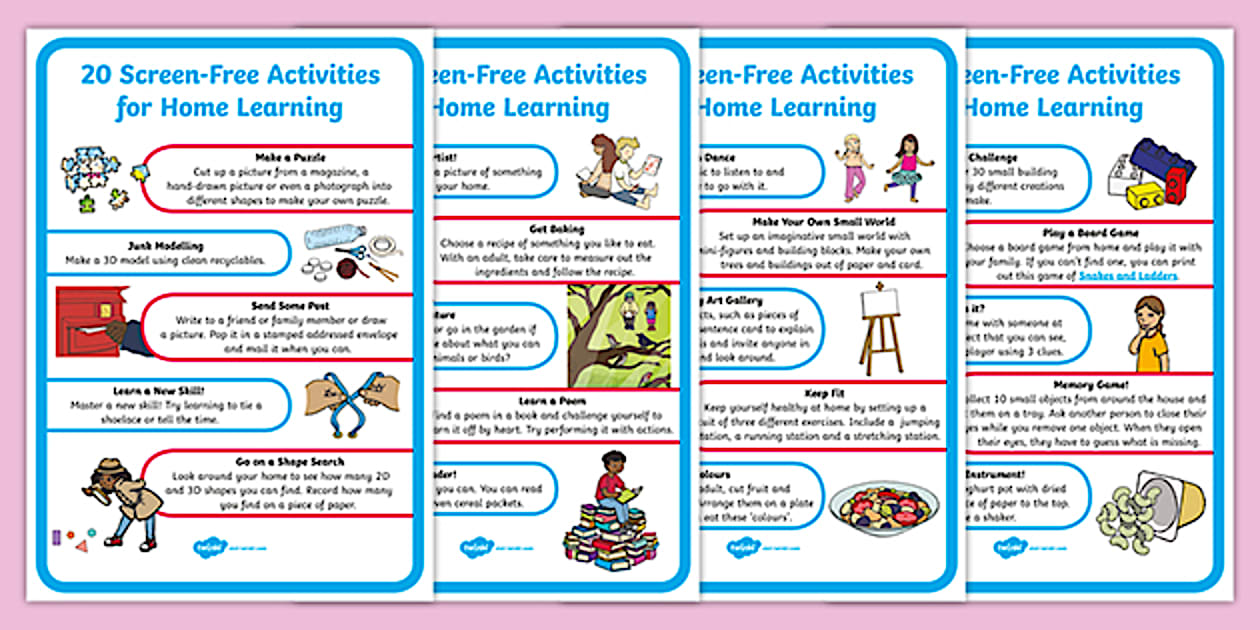 20 Screen-Free Activities for Home Learning - Resources