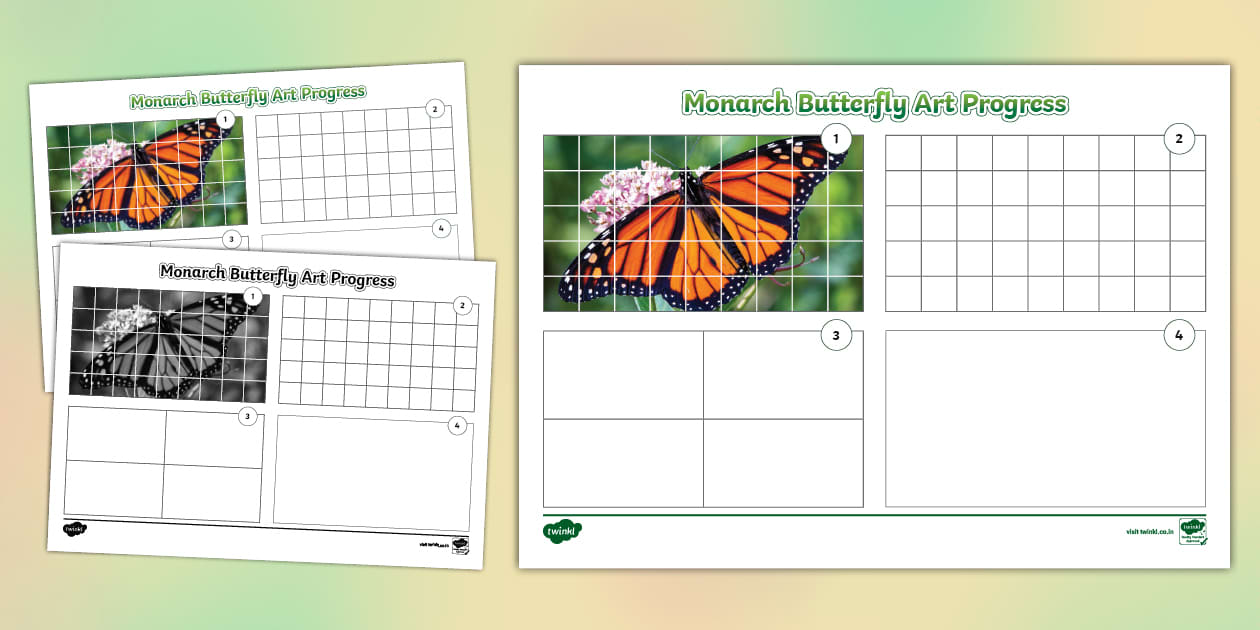 Monarch Butterfly Art Progress Template - Twinkl