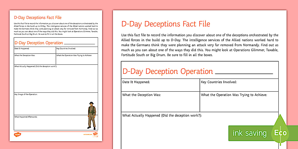 D Day Deceptions Fact File Worksheet / Worksheet - Twinkl