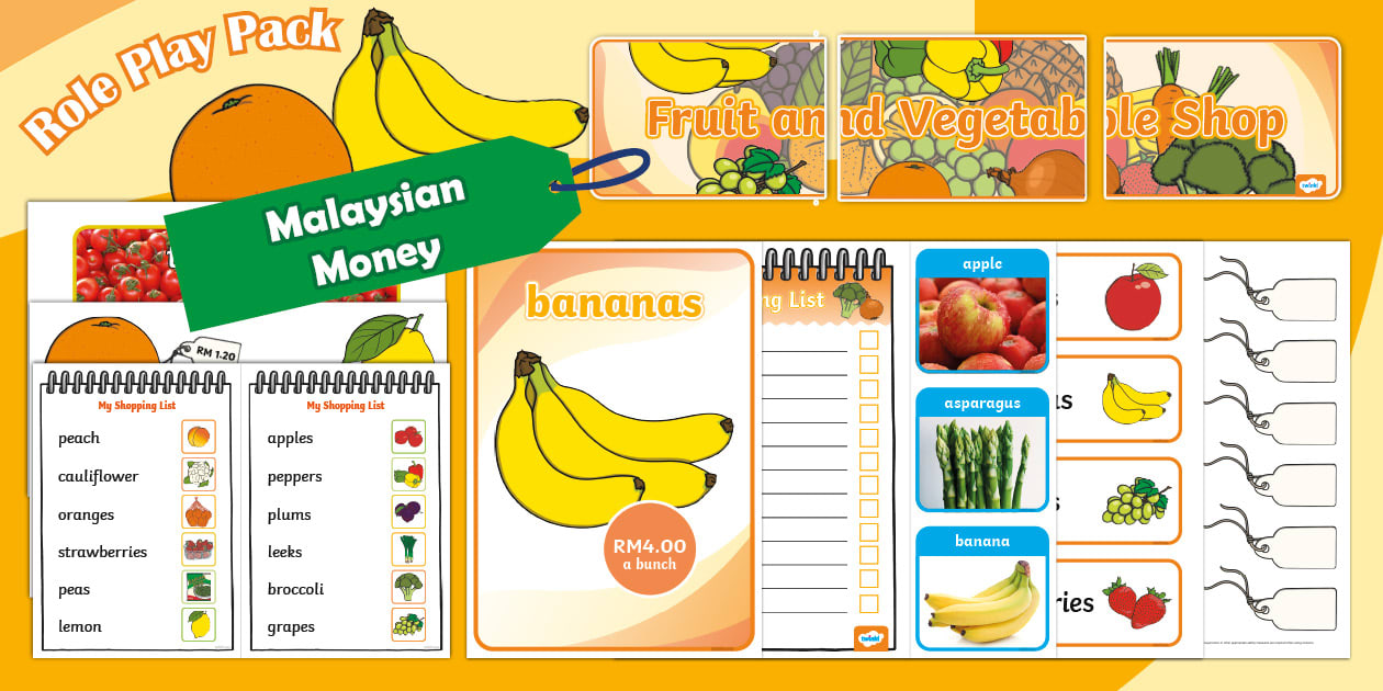 Malaysian Money - Fruit and Vegetable Shop Role Play Pack
