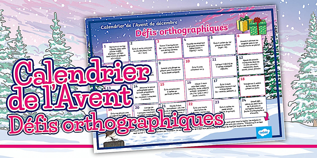 Calendrier de l'Avent – Défis orthographiques