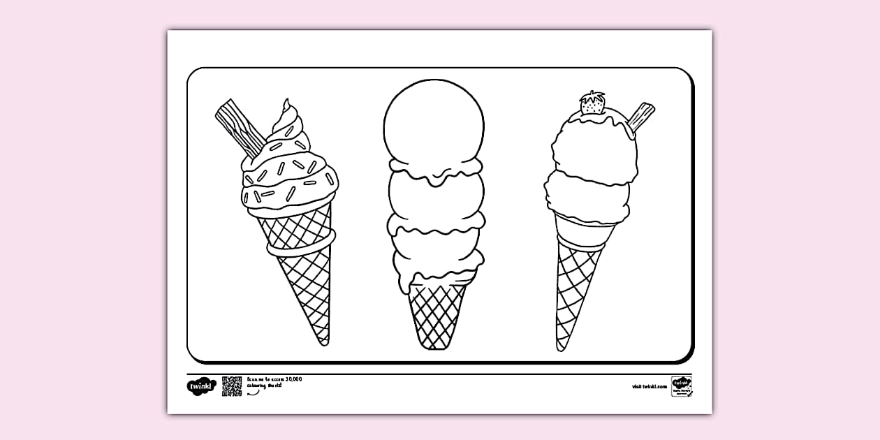 Ice Cream Colouring Page for Children | Colouring Sheets