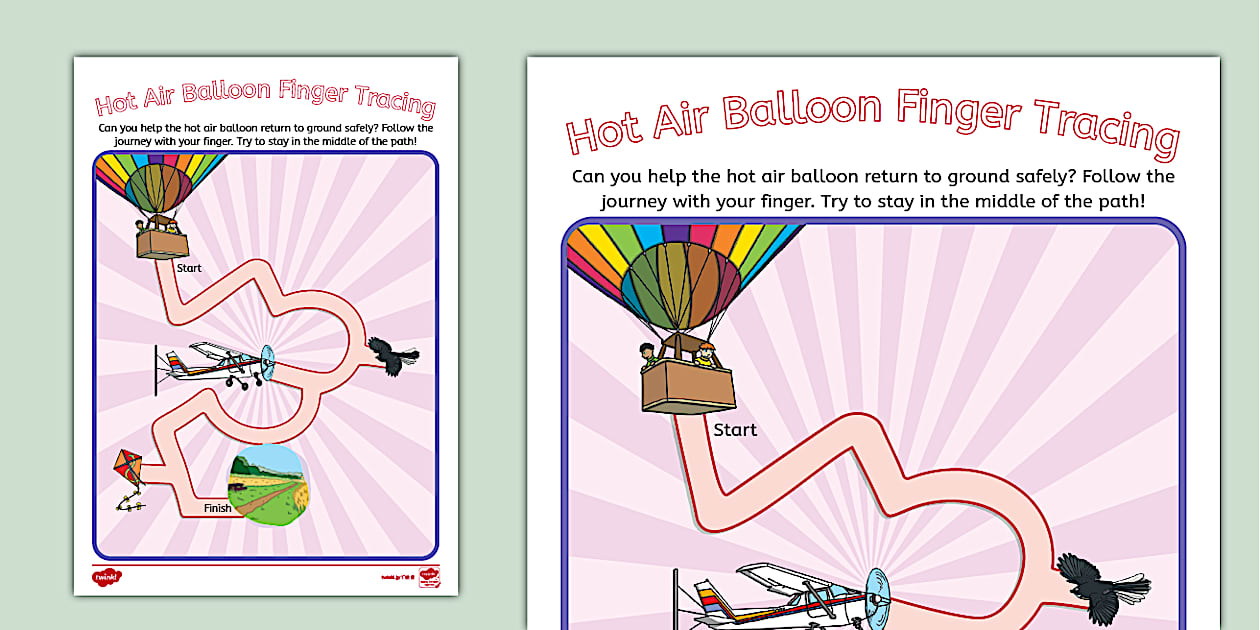 Hot Air Balloon Finger Tracing Activity