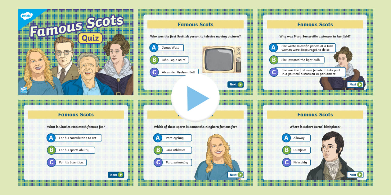Famous Scots PowerPoint Quiz (teacher made) - Twinkl