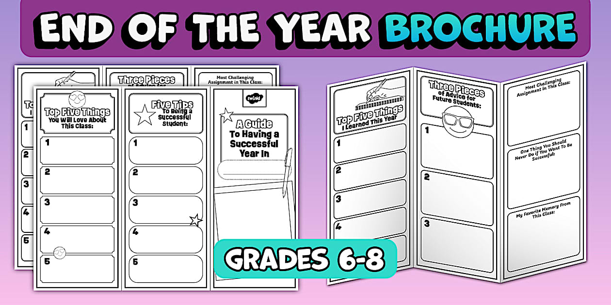 End of Year Brochure Project for 6th-8th Grade - Twinkl