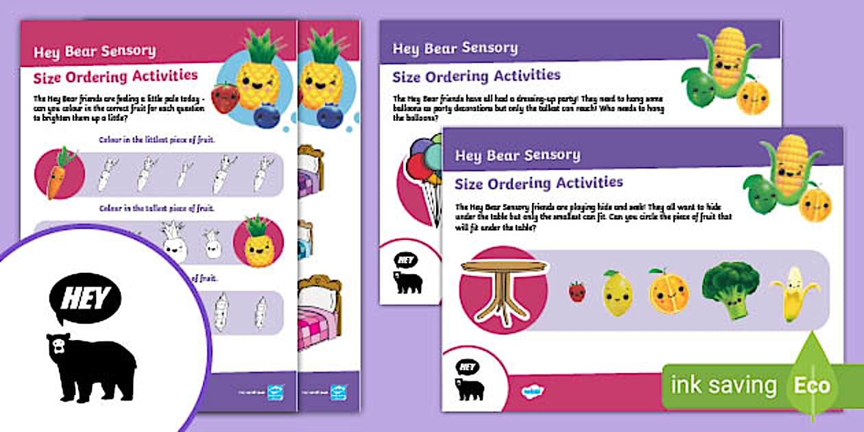 👉 Hey Bear Sensory: Size Ordering (teacher made) - Twinkl