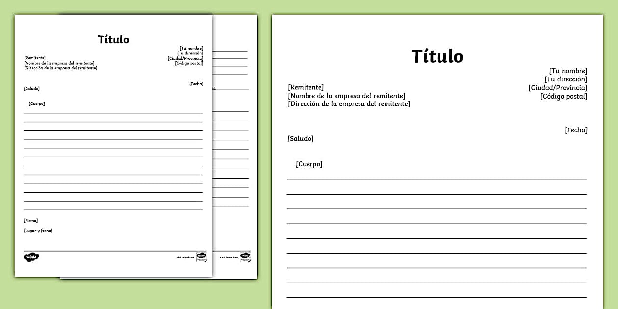 Plantilla editable: Escribir una carta formal