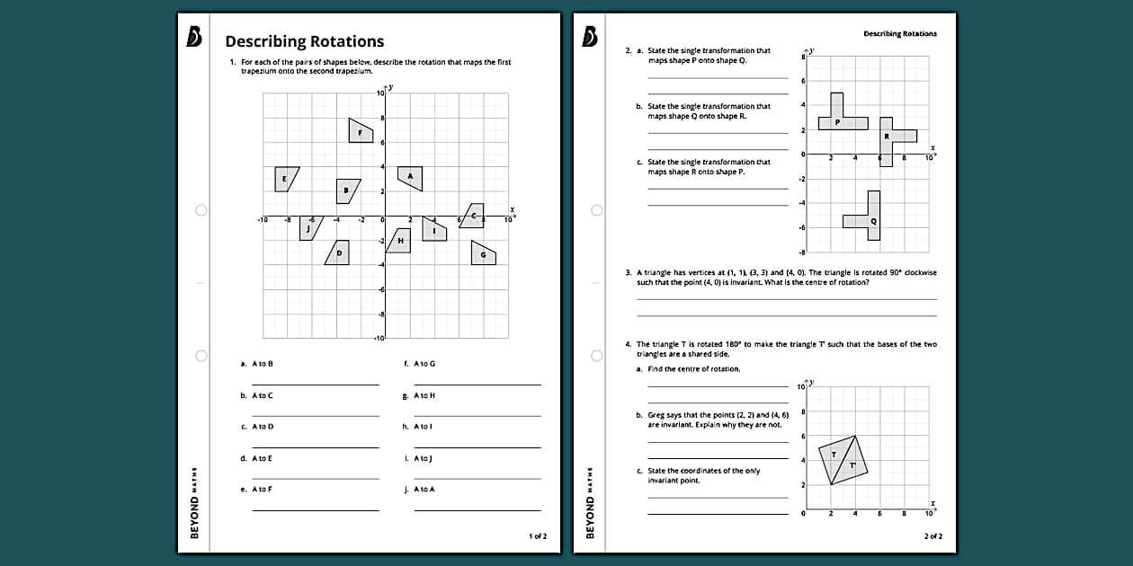 👉 Describing Rotations Worksheet (teacher made) - Twinkl