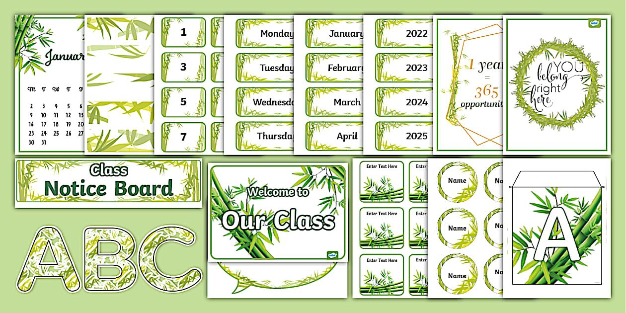 Bamboo-Themed Classroom Bulletin Board Pack (teacher made)