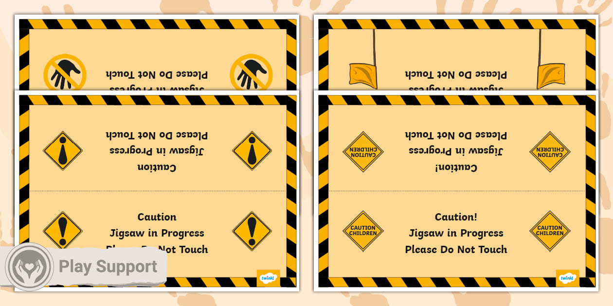 Playful Classroom Caution: Jigsaw Puzzle in Progress Signs