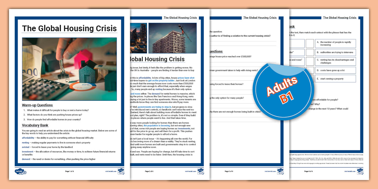 ESL The Global Housing Crisis (teacher made) - Twinkl
