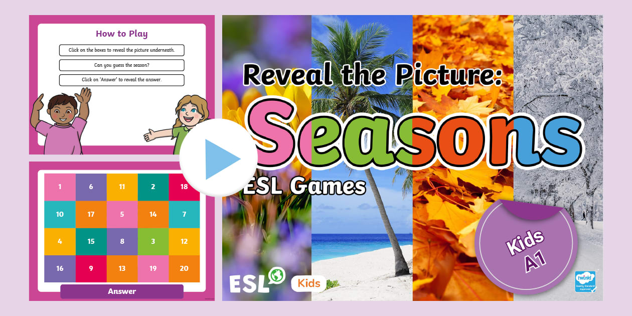 ESL Reveal the Picture Game: Seasons [Kids, A1] - Twinkl