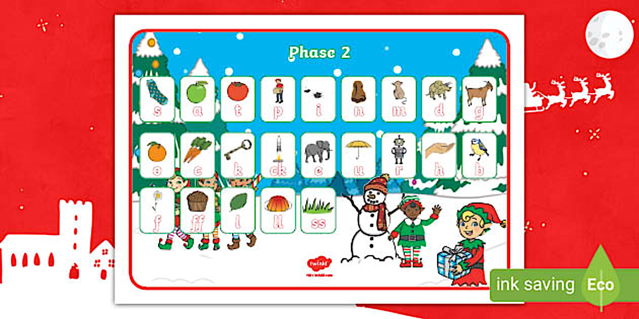 Cursive Elf Themed Phase 2 Sound Mat (teacher made) - Twinkl