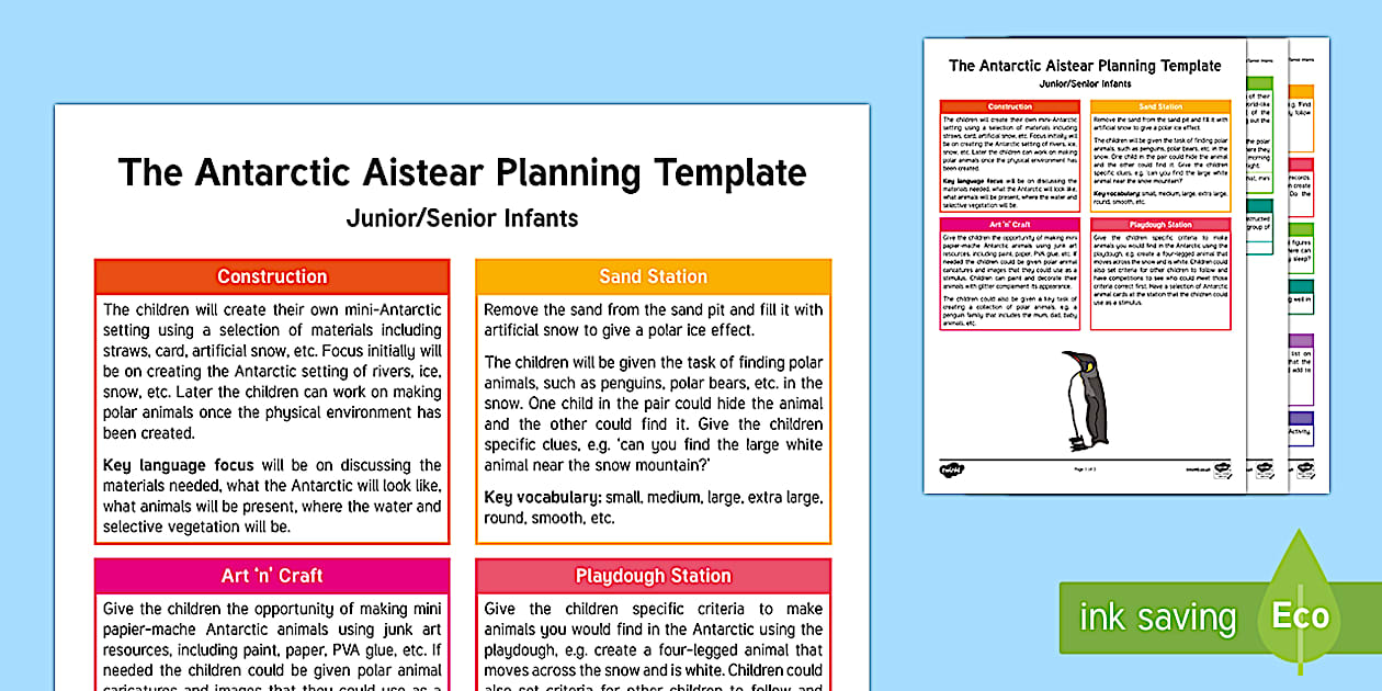 The Antarctic Aistear Planning Template (teacher made)