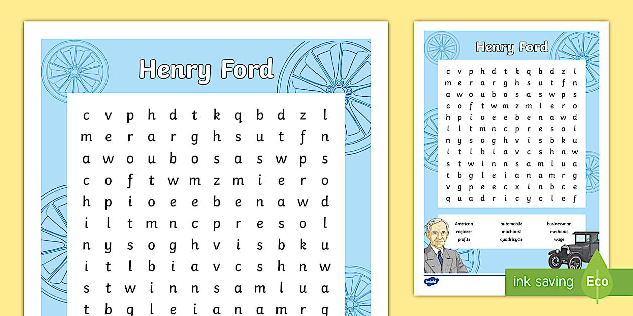 Henry Ford Word Search (Teacher-Made) - Twinkl