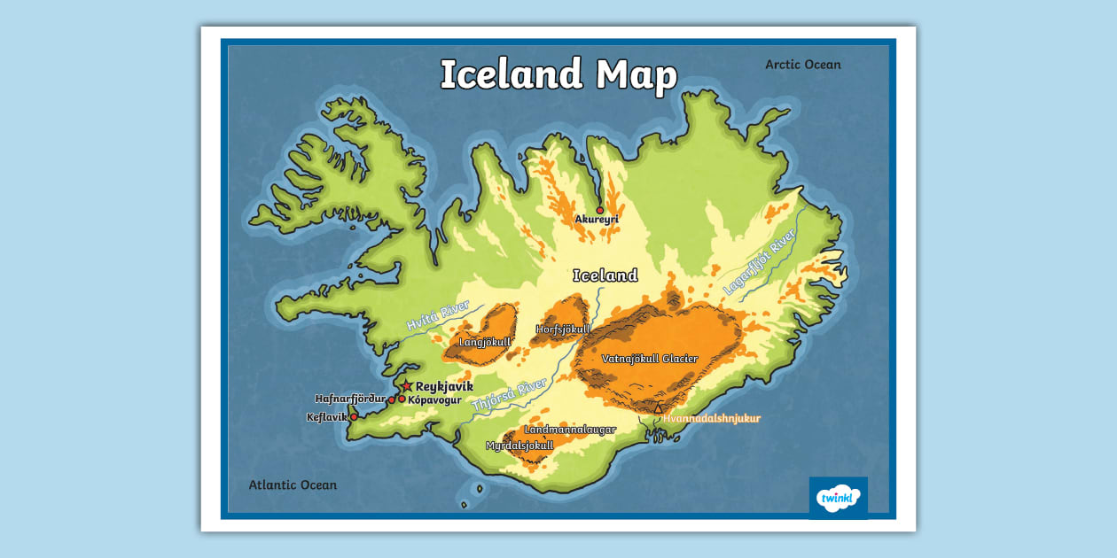 KS2 Iceland Display Map - Geography - Twinkl