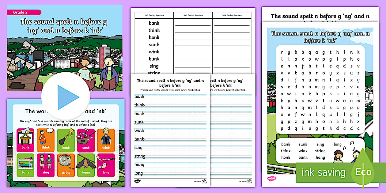 Grade 2 Phonics - ng -nk Spelling Pack (teacher made)