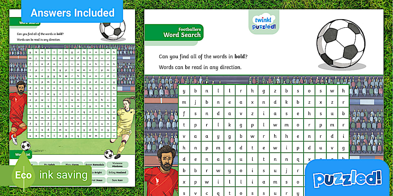 Footballers Word Search - AL - Twinkl Puzzled - Kids