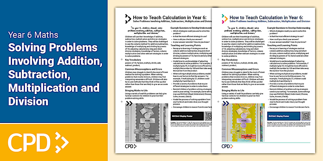 How to Teach Calculation in Year 6: Solve Problems Involving Addition,