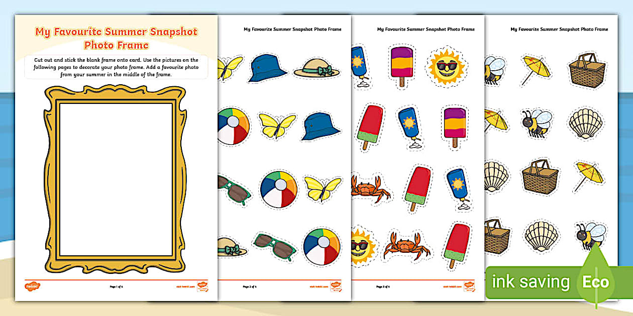 My Favourite Summer Snapshot Photo Frame Activity - KS1