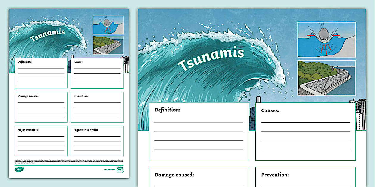 Tsunamis Fact File Template (teacher made) - Twinkl