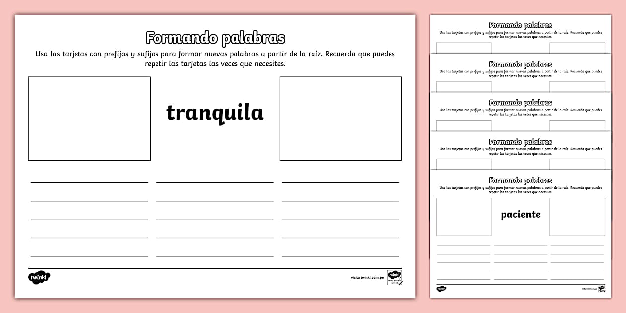 Ficha de actividad: Forma palabras usando prefijos y sufijos