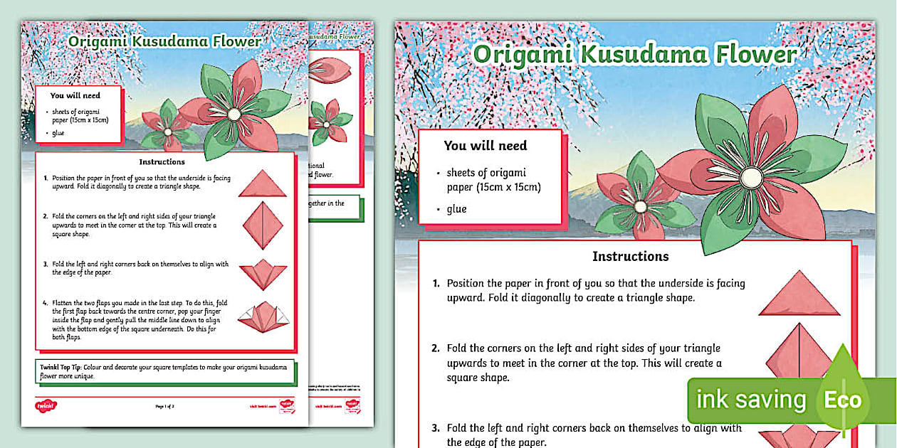 Origami Kusudama Flower Craft (teacher made) - Twinkl