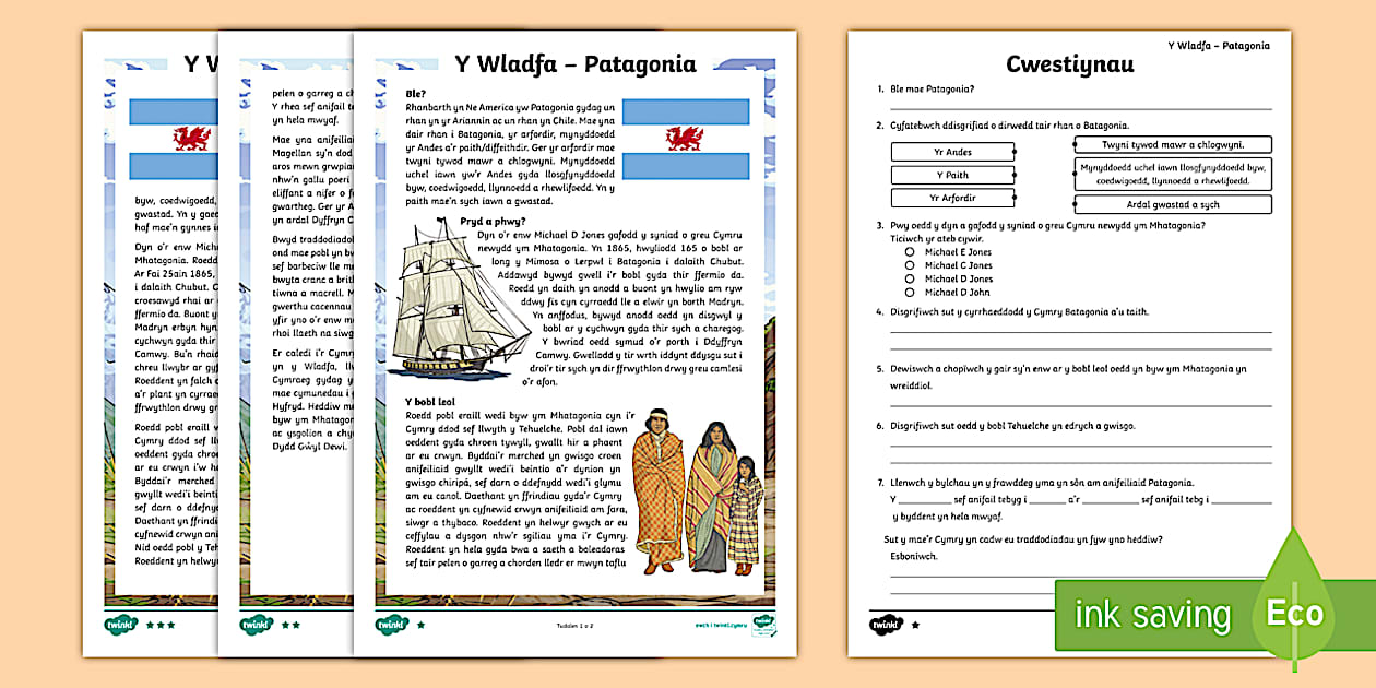 Darllen a Deall Gwahaniaethol Y Wladfa - Patagonia - Twinkl