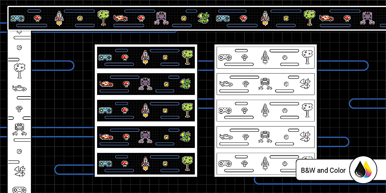 Retro Arcade Theme Bulletin Board Borders (teacher made)
