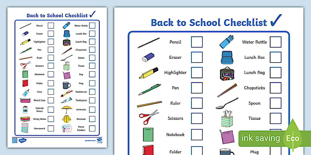Back to school checklist