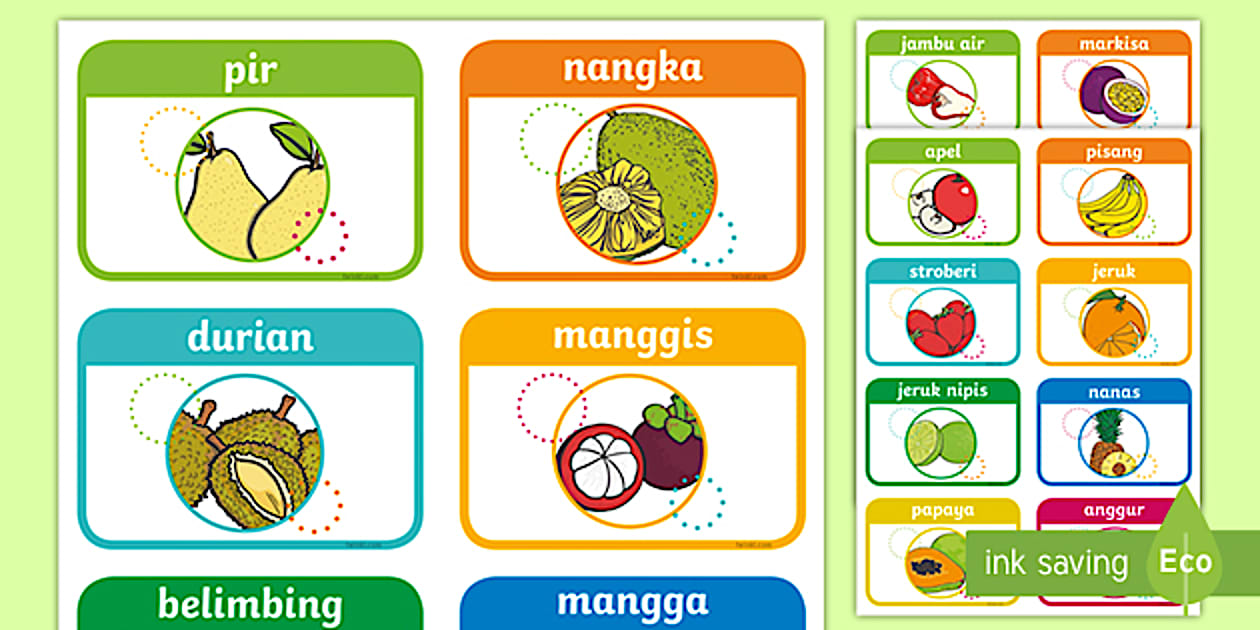 Fruit Flashcards Indonesian (l'enseignant a fait) - Twinkl