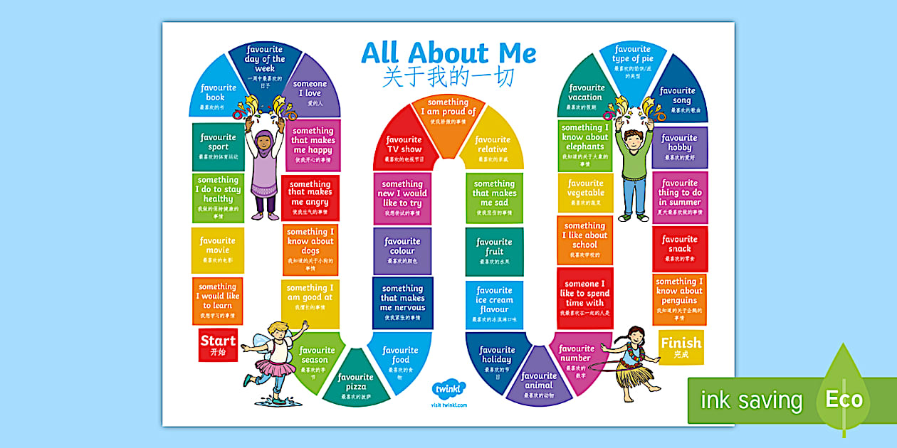 All About Me Board Game English/Mandarin Chinese - All About Me Board Game