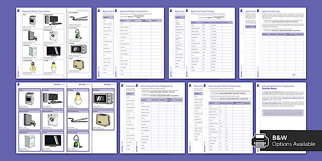 Appliance Power and Cost Calculations Bundle - Twinkl