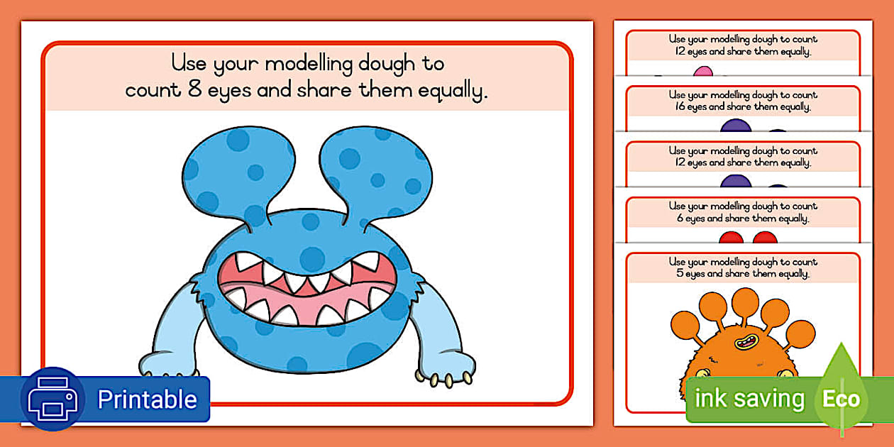 Grade 1 Mathematics: Monster Division Modelling Dough Mats