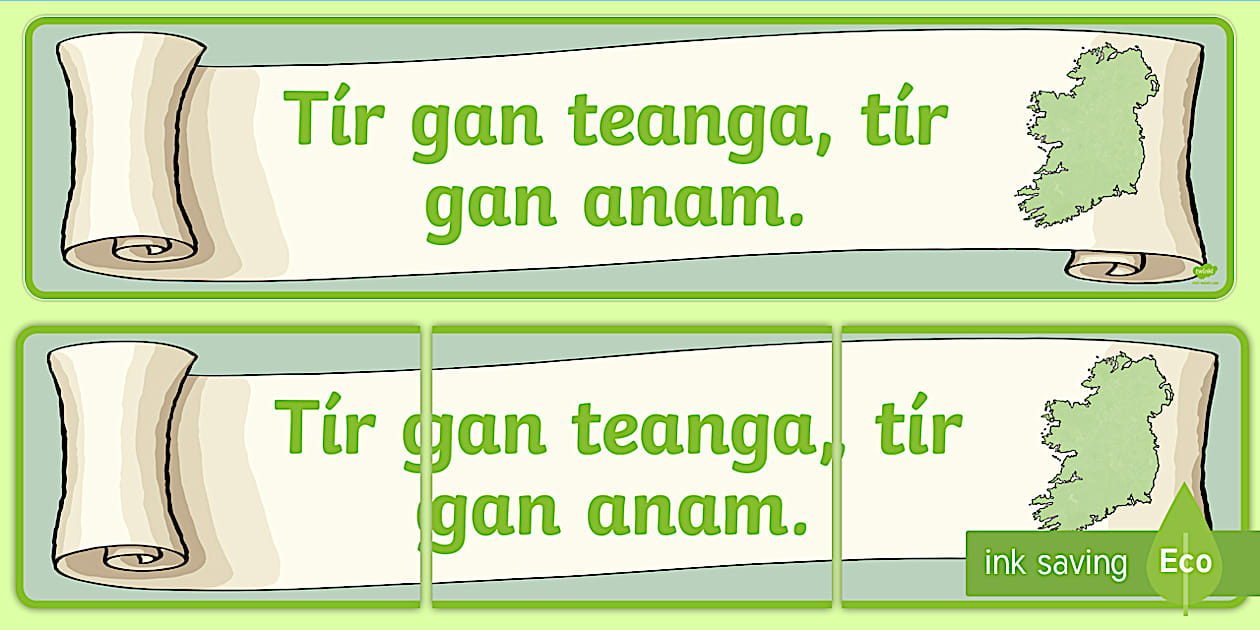 Tír Gan Teanga, Tír Gan Anam Display Banner | Twinkl