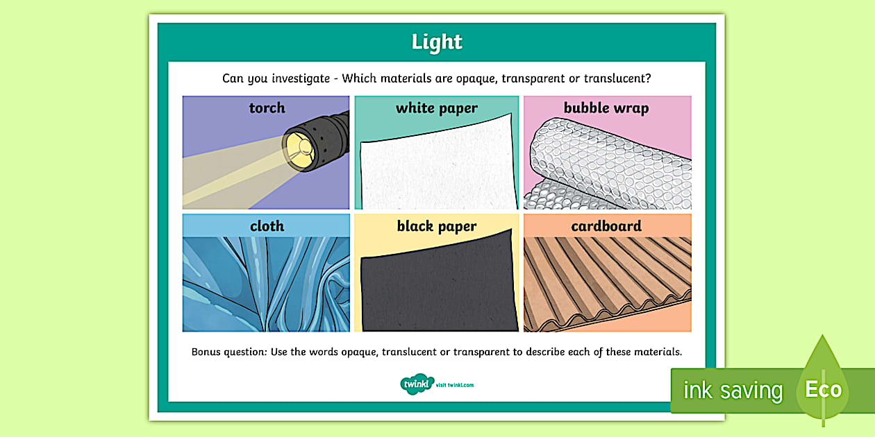 Science Light and Materials Investigation Prompt Display Poster