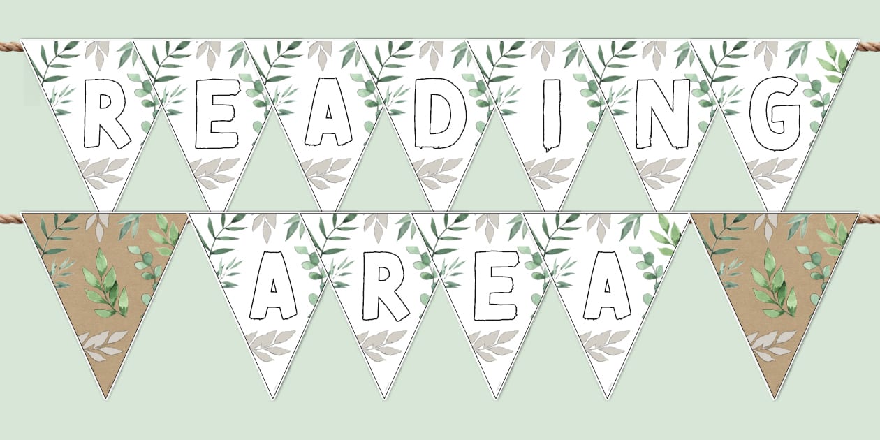 Muted Botanical Themed Reading Area Bunting - Twinkl