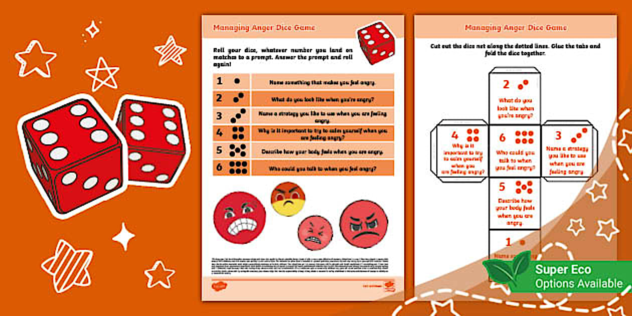 Managing Anger Dice Game (Hecho por educadores) - Twinkl