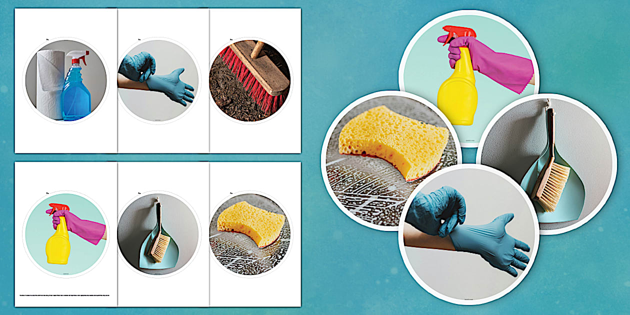 Household Cleaning Circle Display Photo Cut-Outs - Twinkl