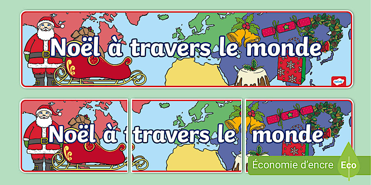 Banderole d'affichage : Noël à travers le monde - Twinkl