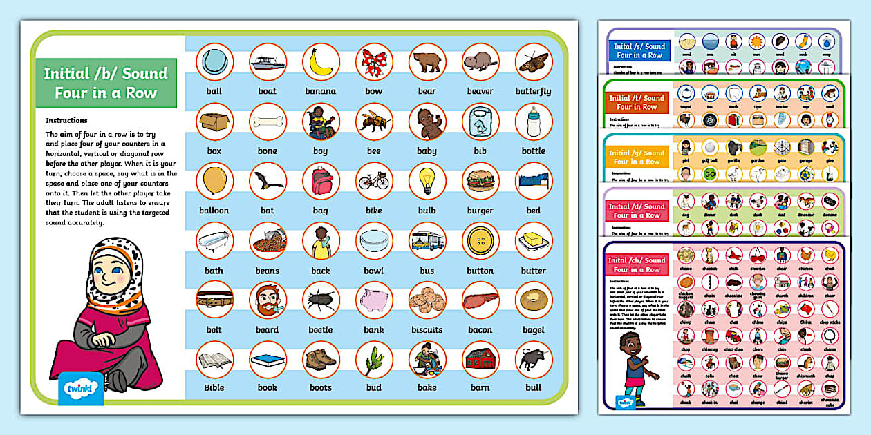 Initial Sounds Four in a Row Pack (Teacher-Made) - Twinkl