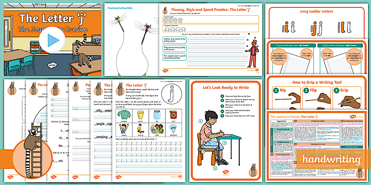 Cursive Letter 'J' Practice - Twinkl
