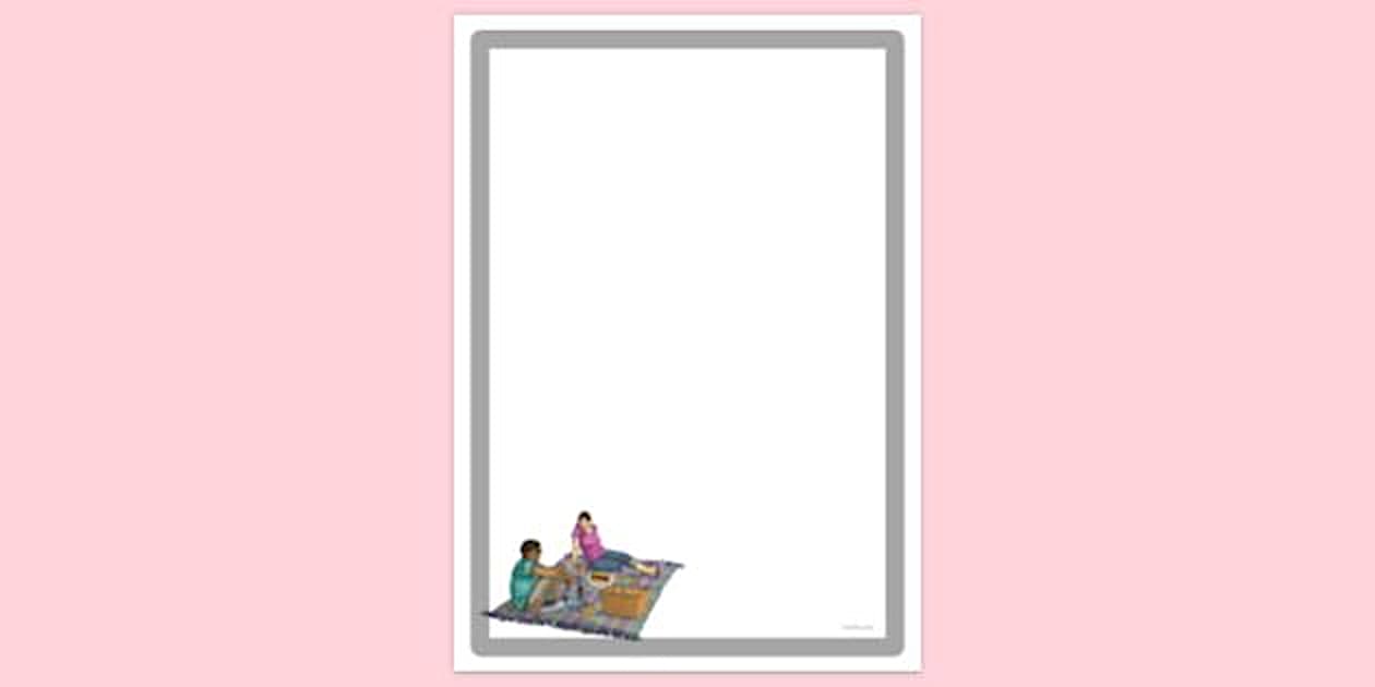 Simple Blank People Having a Picnic Page Border | Twinkl