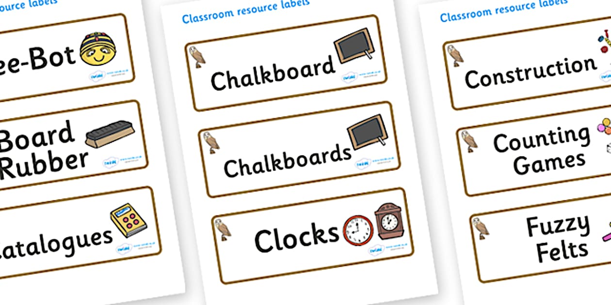 Owl Themed Editable Additional Classroom Resource Labels