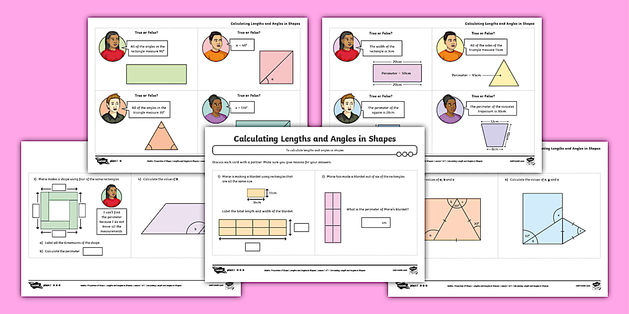 👉 Calculating Lengths and Angles in Shapes Differentiated Maths Activity